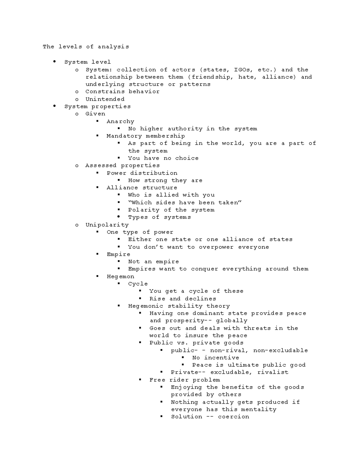 The Levels Of Analysis Lecture Notes 1 2 The Levels Of Analysis