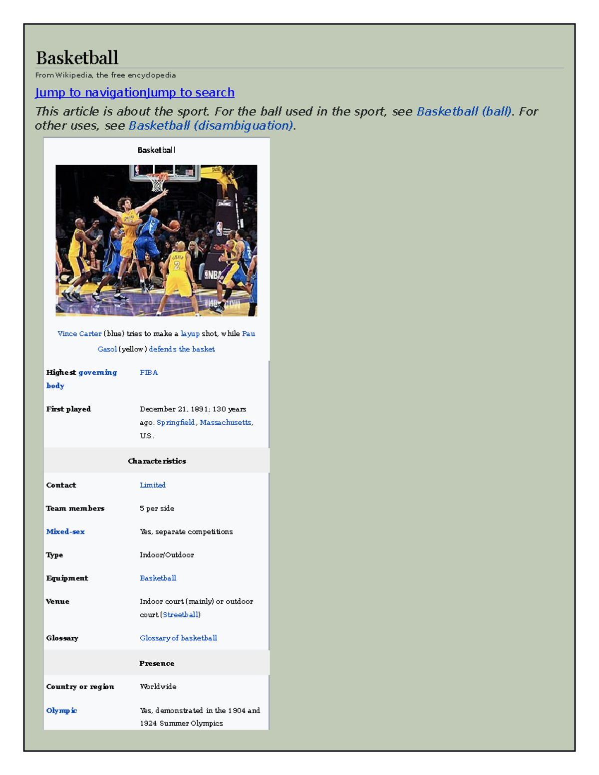 Basketball - Basketball From Wikipedia, the free encyclopedia Jump to ...