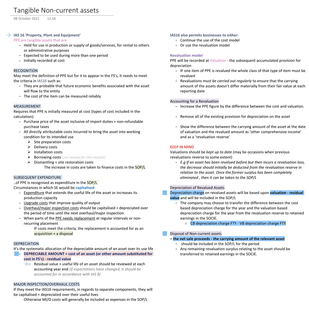 Tangible Non-current assets - AC524 - Studocu
