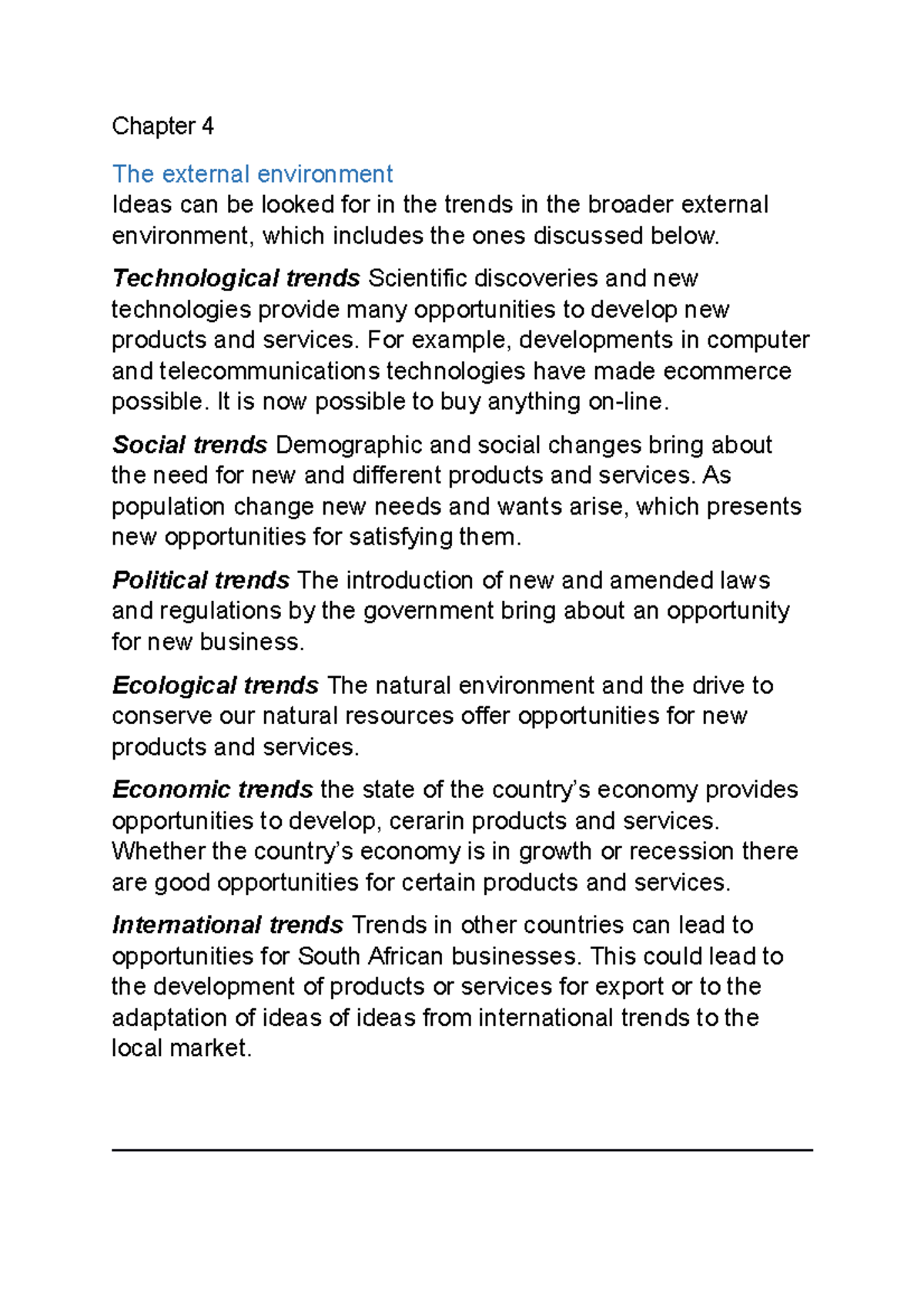 Chapter 4 Small business - Chapter 4 The external environment Ideas can ...