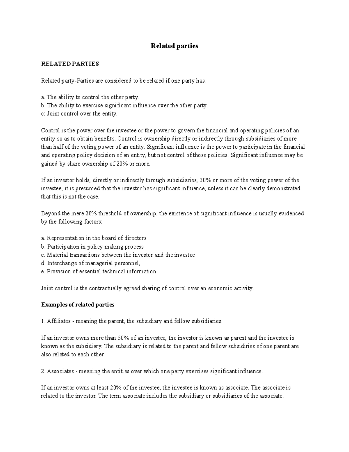 Related parties - Related parties RELATED PARTIES Related party-Parties ...