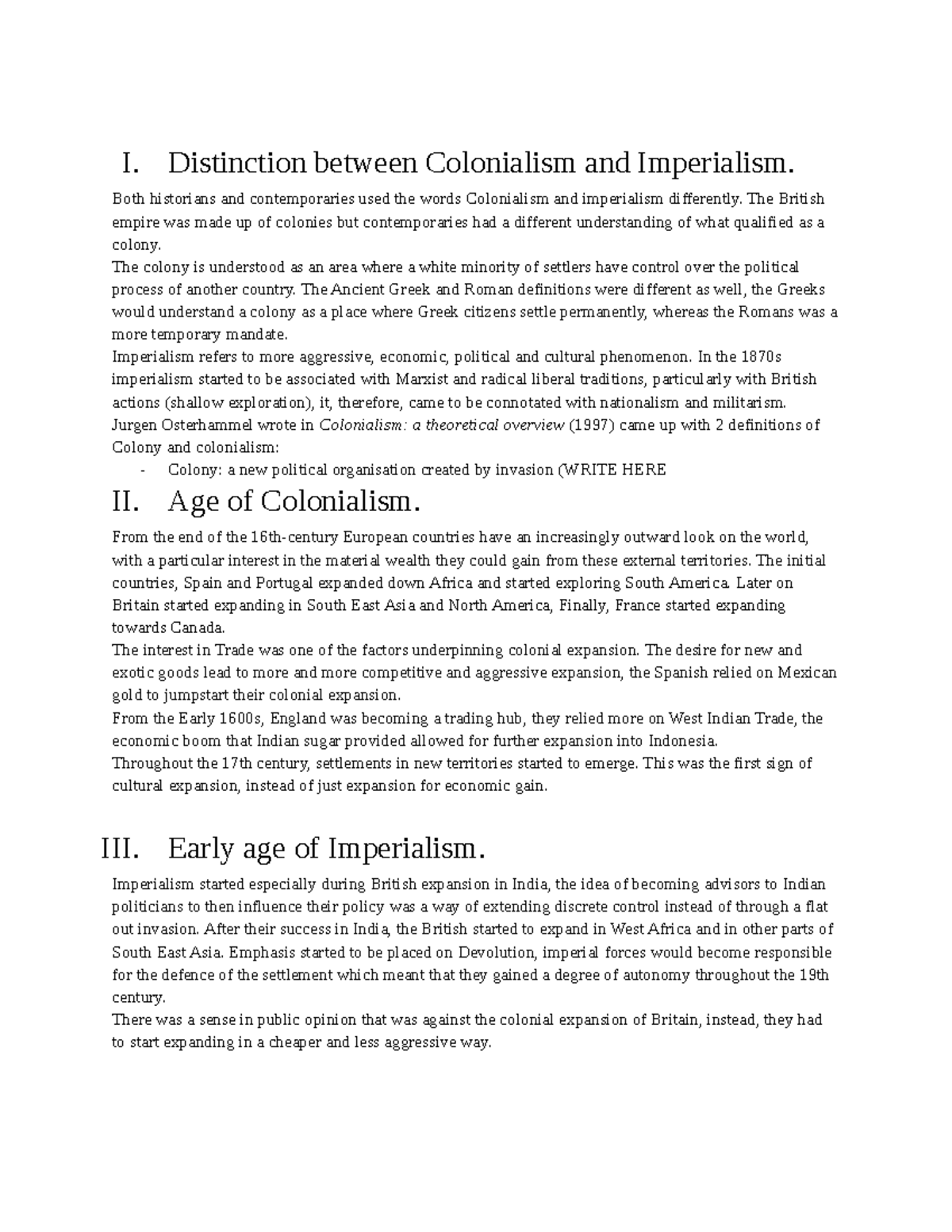 6. Colonialism & Imperialism - I. Distinction between Colonialism and ...