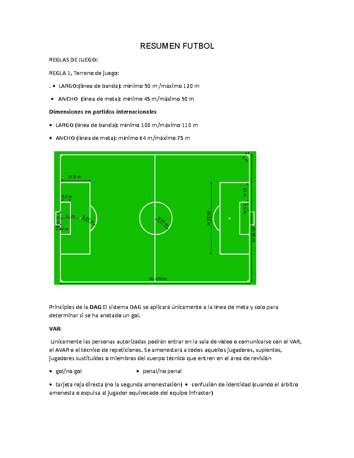 Resumen Futbol - RESUMEN FUTBOL REGLAS DE JUEGO: REGLA 1, Terreno de ...