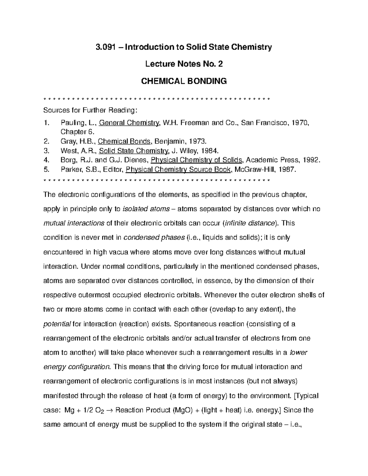 Chemical bonding 1 - Notes on chemistry - 3 – Introduction to Solid ...