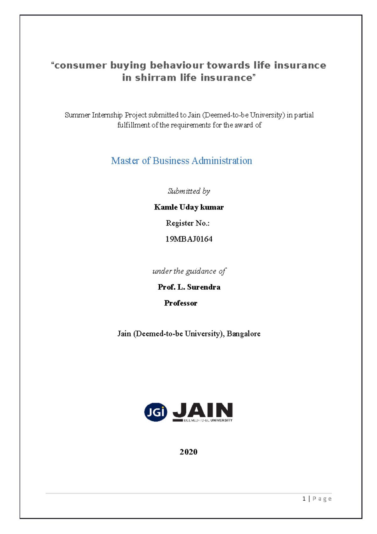 Consumer buying behaviour towards life insurance in shirram life ...