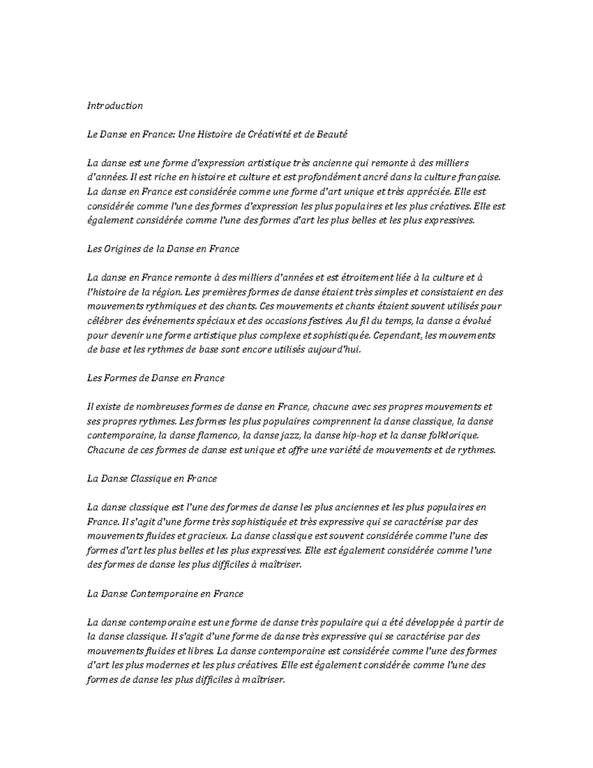 Dance note study - Introduction Le Danse en France: Une Histoire de ...
