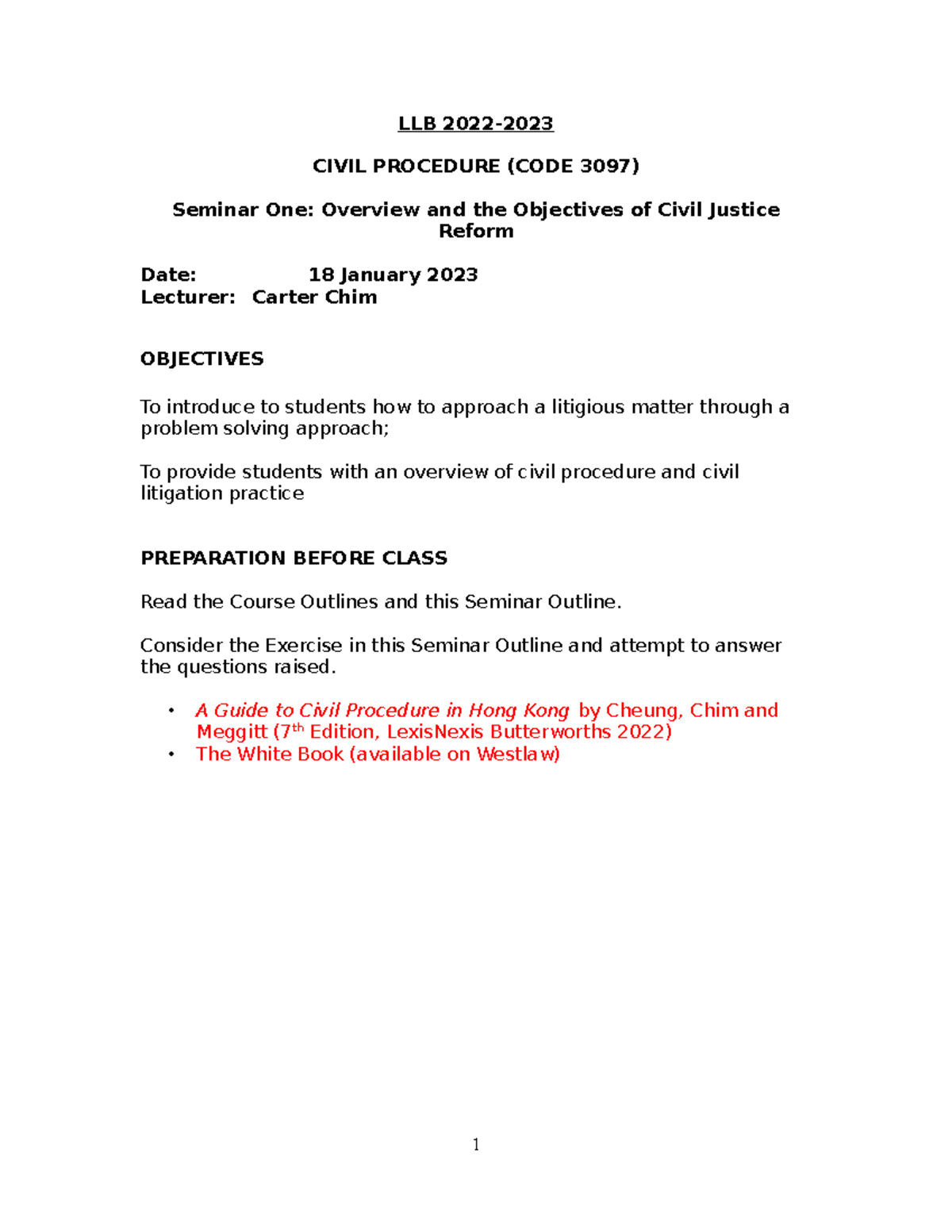 Seminar 1 Overview and Pre-commencement Considerations Jan 2023 - LLB ...