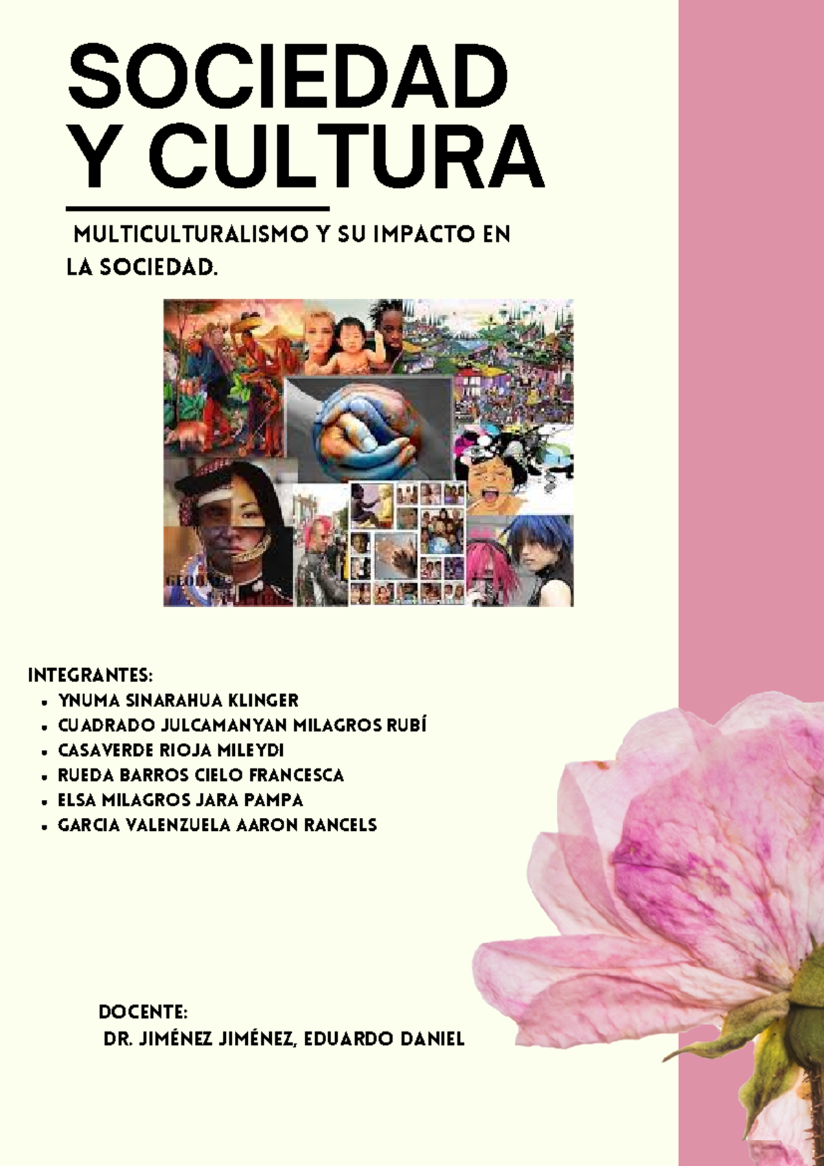 A4 Portada album floral rosa - Integrantes: ####### YNUMA Sinarahua ...