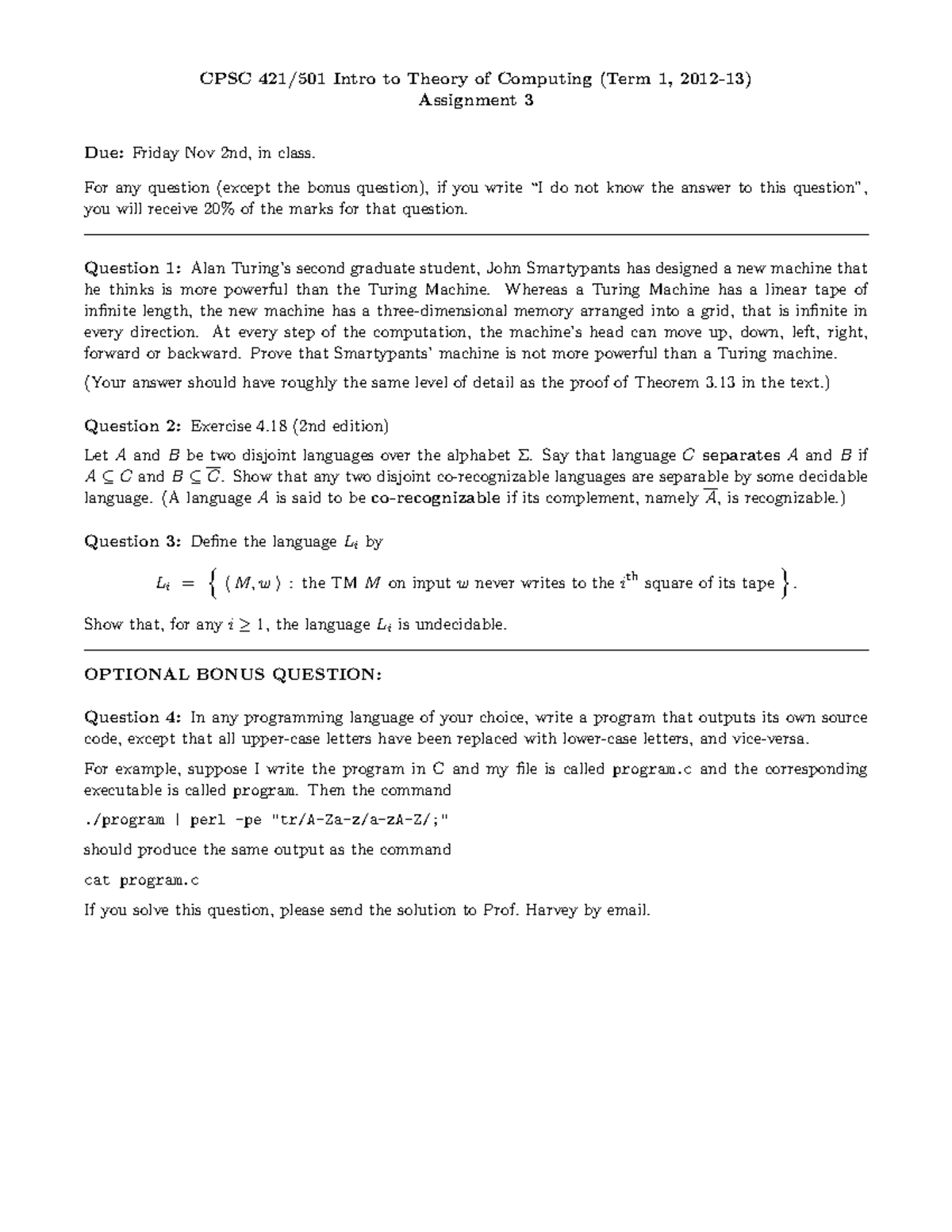 Assignment 3 - Questions - CPSC 421/501 Intro to Theory of Computing ...