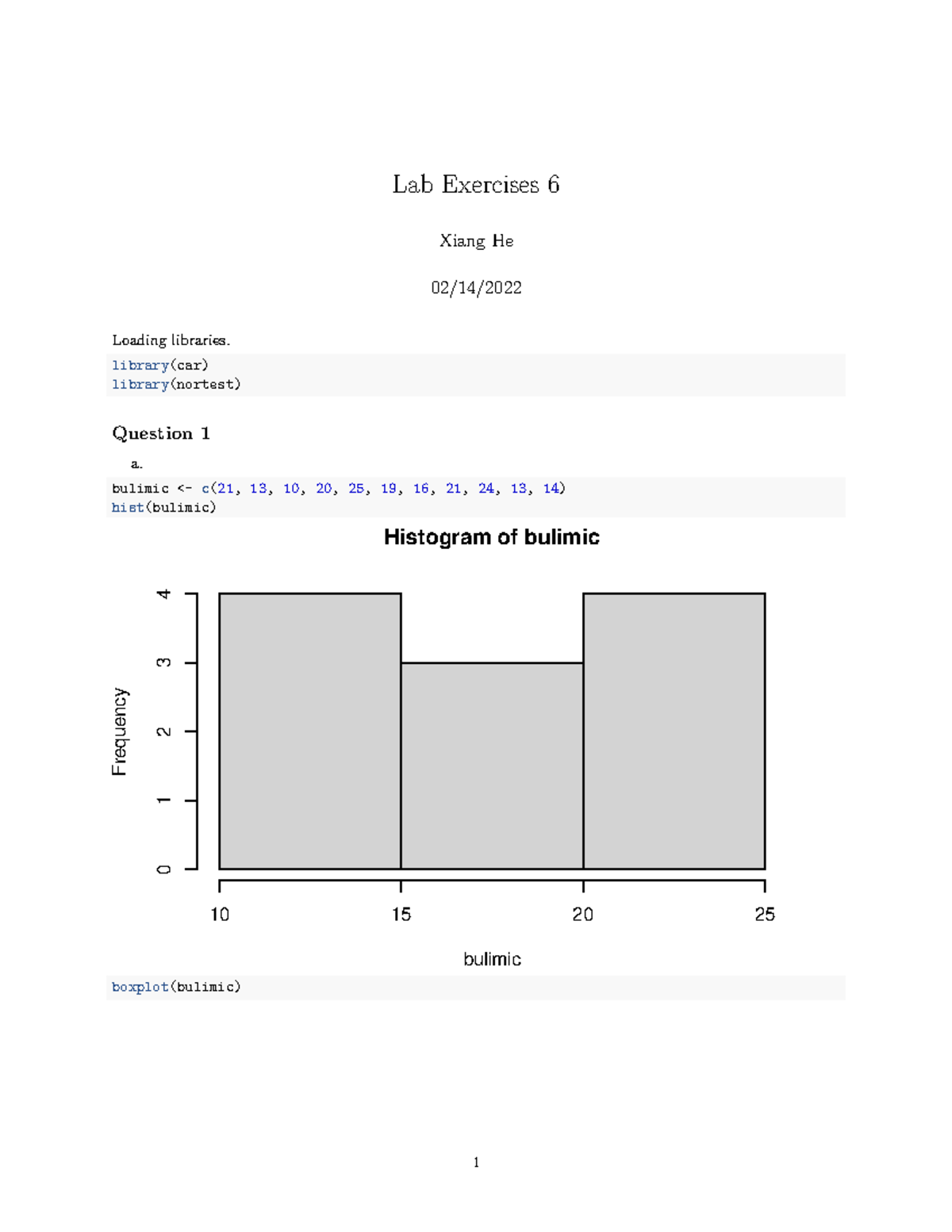 Lab Excercise 6 Solution - Lab Exercises 6 Xiang He Loading libraries ...
