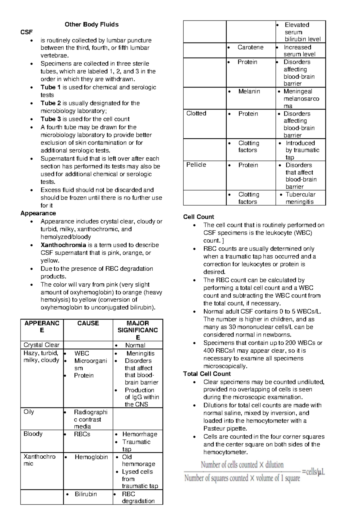 SEM - Seminar 1 (Other body fluids)) - Other Body Fluids CSF is ...