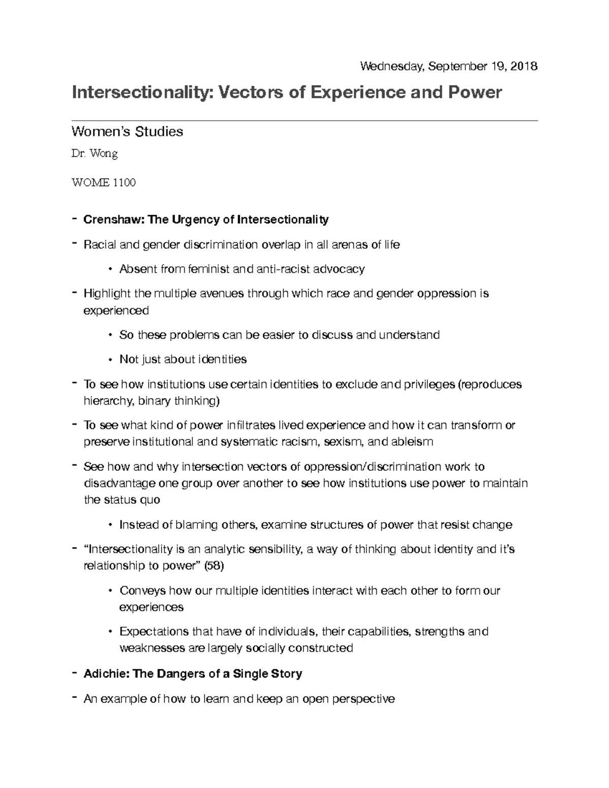 Intersectionality- Vectors of Experience and Power - Intersectionality ...