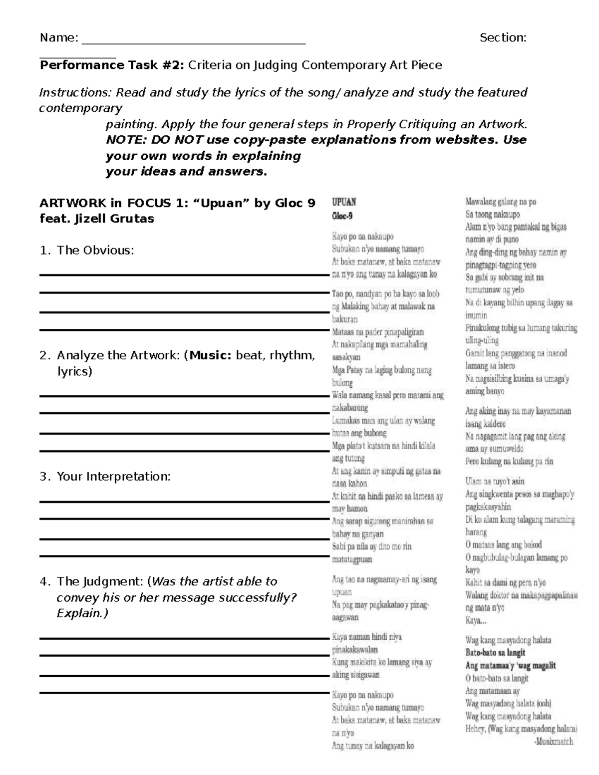 CPAR Perf-Task-2 - Name: ______________________________________ Section: Performance Task #2 ...