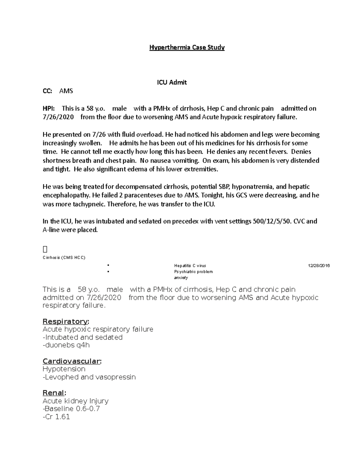 Fever Case Study - going through case studies - Hyperthermia Case Study ...