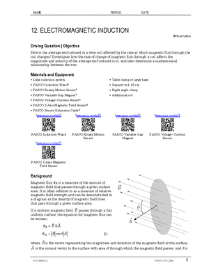 PHYS405 203 Lab2 - Read - Lab 2: Electromagnetic Induction Goal The ...