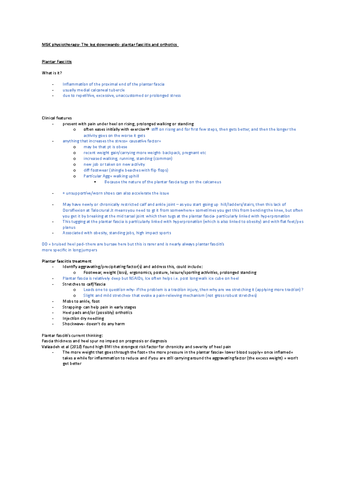 Physio- MSK- The leg downwards- plantar fasciitis and orthotics - MSK ...