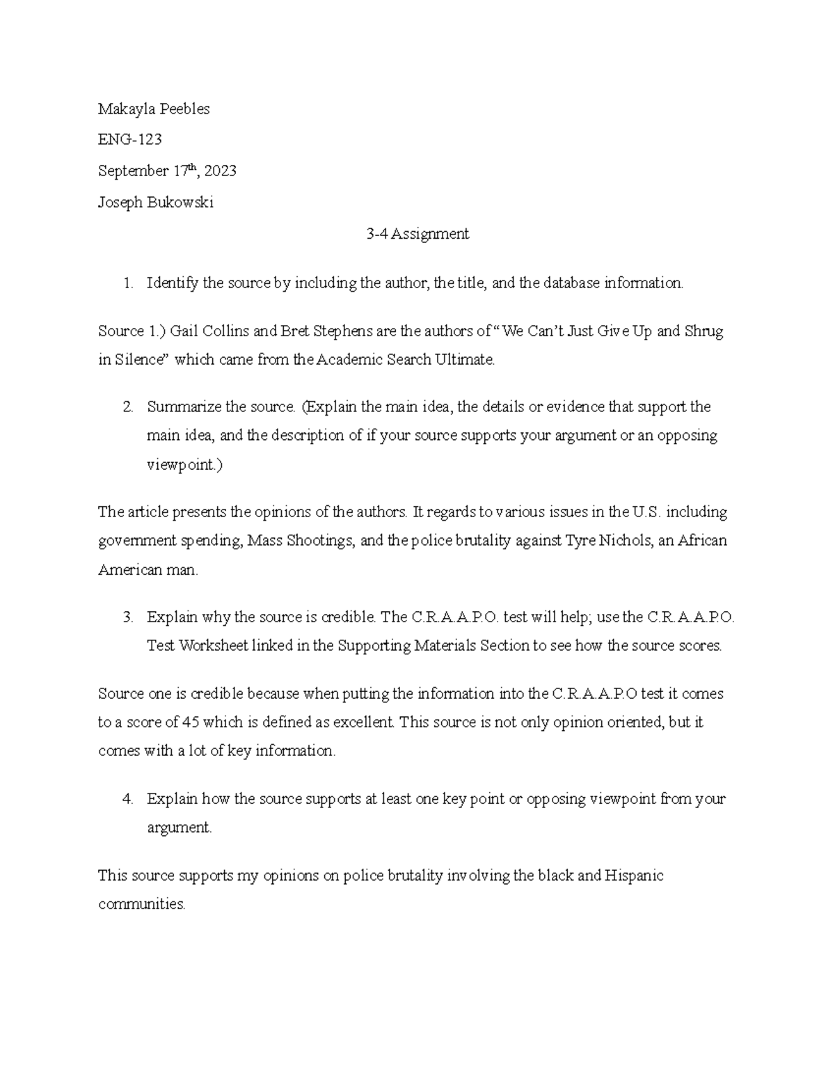 3-4 Assignment ENG-123 - Makayla Peebles ENG- September 17th, 2023 ...