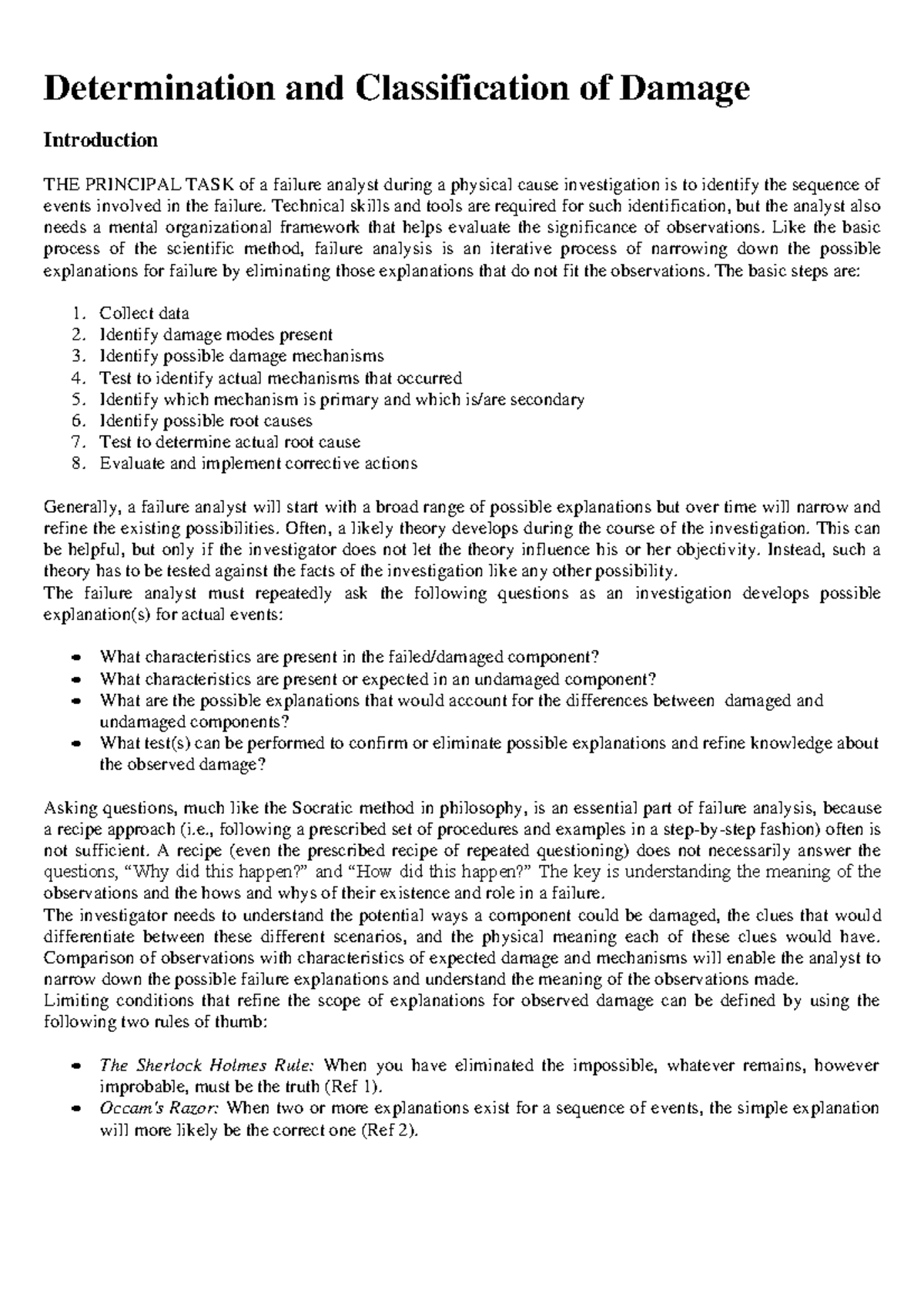 Determination and Classification of Damage - Determination and ...