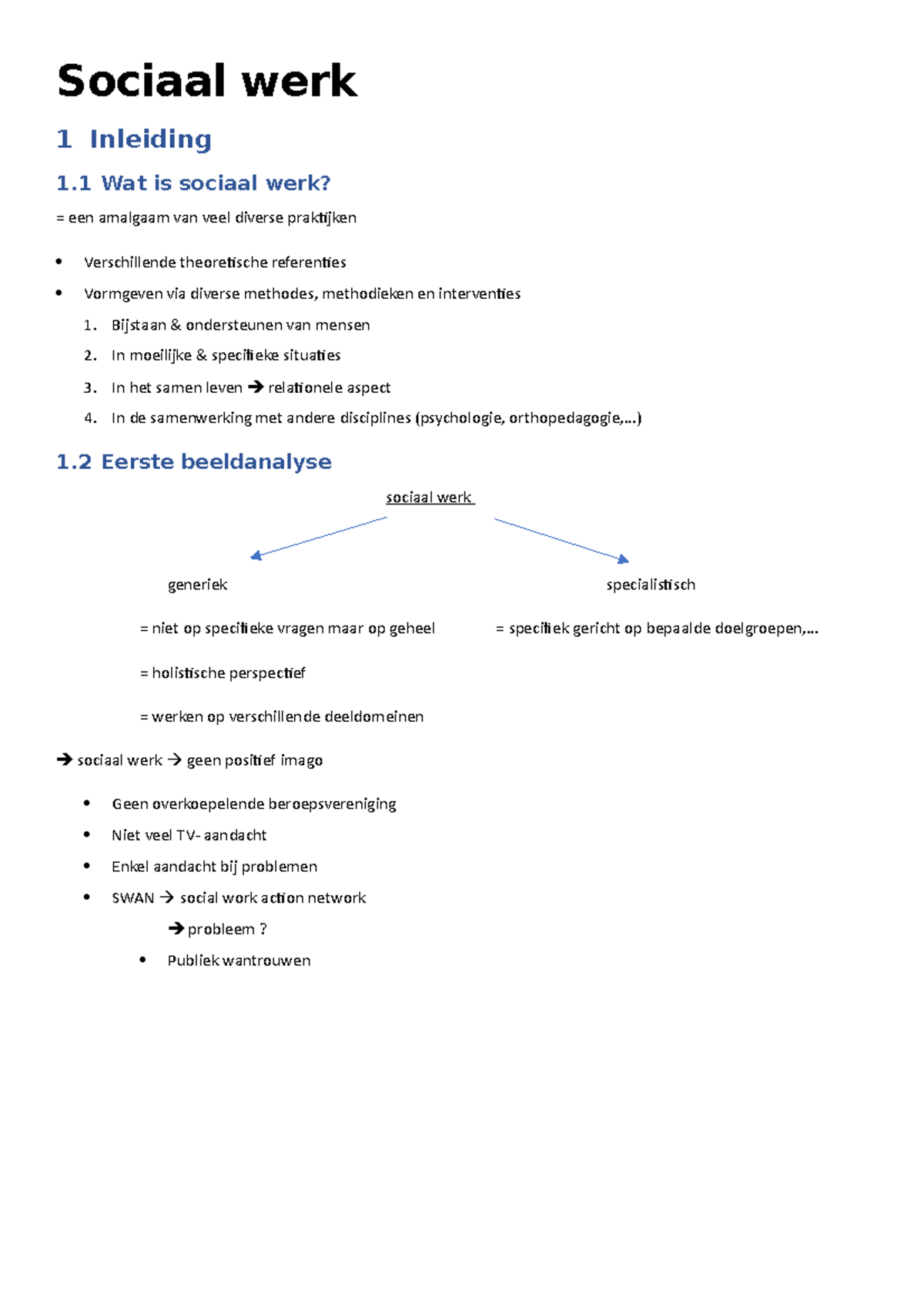 Sociaal werk examens - gehele samenvatting boek + pwp - Sociaal werk 1 Inleiding 1 Wat is ...