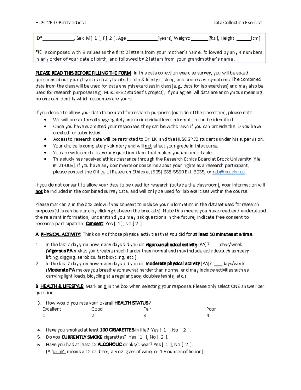 HLSC2P07 Data Collection Exercise Questionnaire 2022 - HLSC 2 P 07 ...