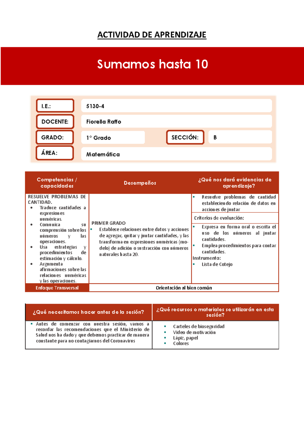 Sumamos hasta 10 - hjjjk - ACTIVIDAD DE APRENDIZAJE Competencias ...