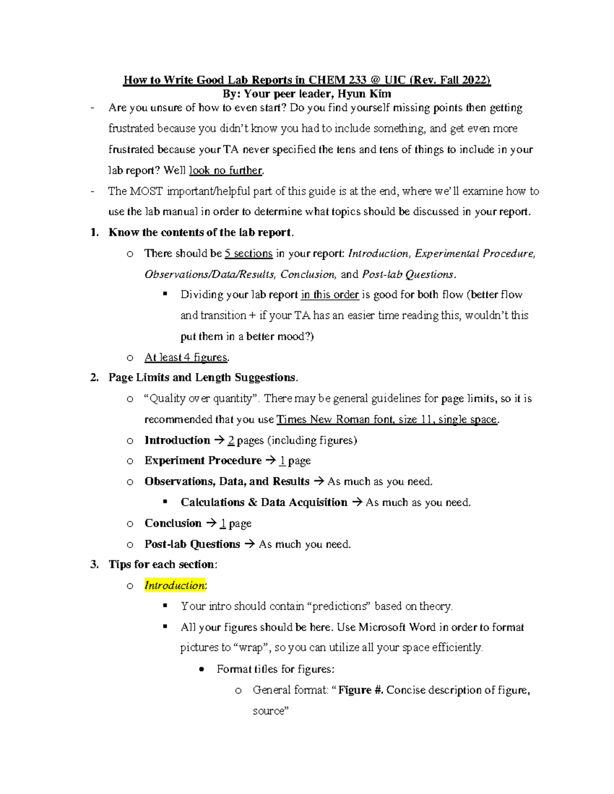 Writing A Good Lab Report Hyun CHEM233 How To Write Good Lab writing-a-good-lab-report-hyun-chem233-how-to-write-good-lab
