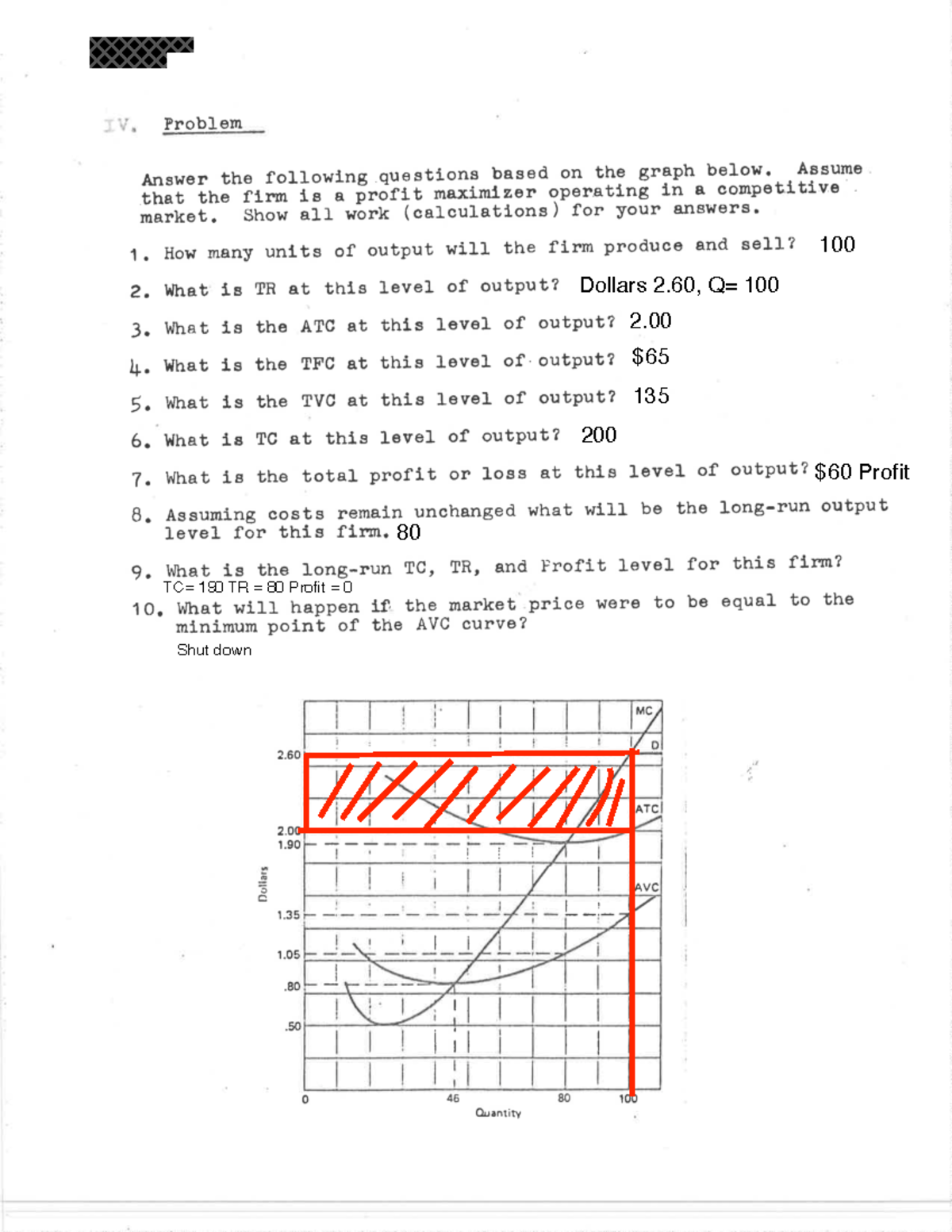 Perf Comp Numbers Diagram HW - SS 242 - ####### 2. $60 Profit - Dollars ...