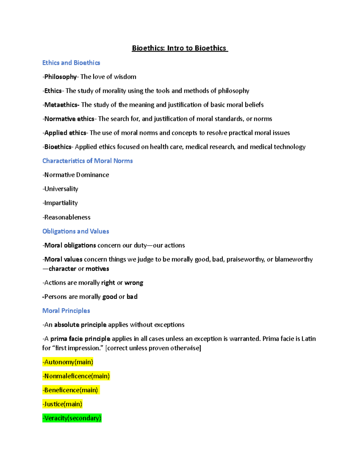 Intro to Bioethics - Bioethics: Intro to Bioethics Ethics and Bioethics ...