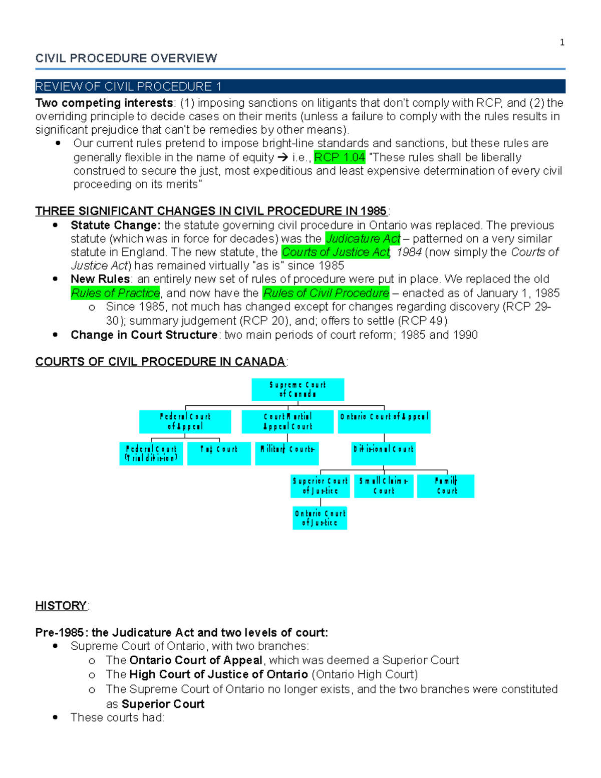 Civil Procedure II (Robbins) - 2020 - CIVIL PROCEDURE OVERVIEW REVIEW ...