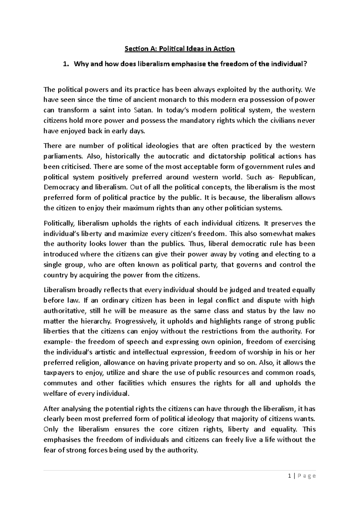 Introduction to International Relations and Global Politics - Section A ...