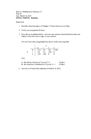 A Compilation for Advanced Statistics - Table of contents Analysis of ...