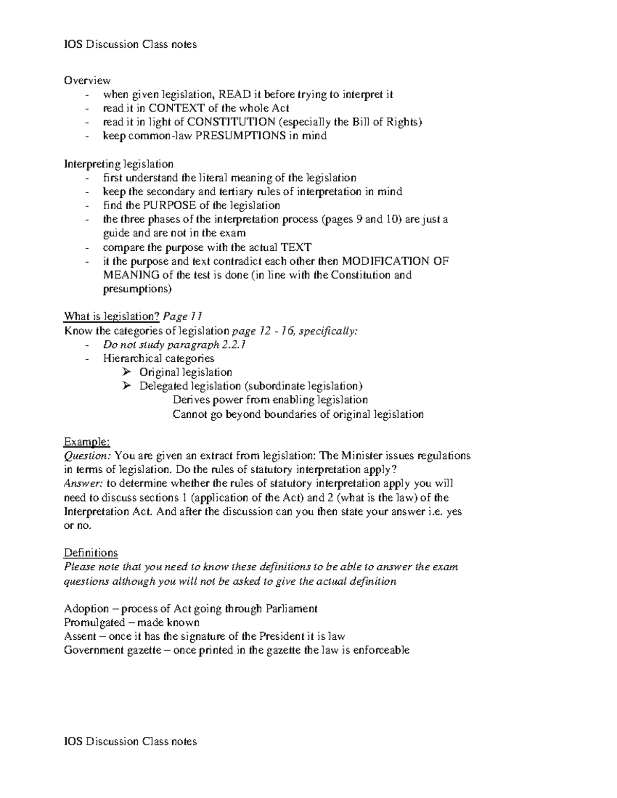 IOS notes 2022 - IOS Discussion Class notes IOS Discussion Class notes ...