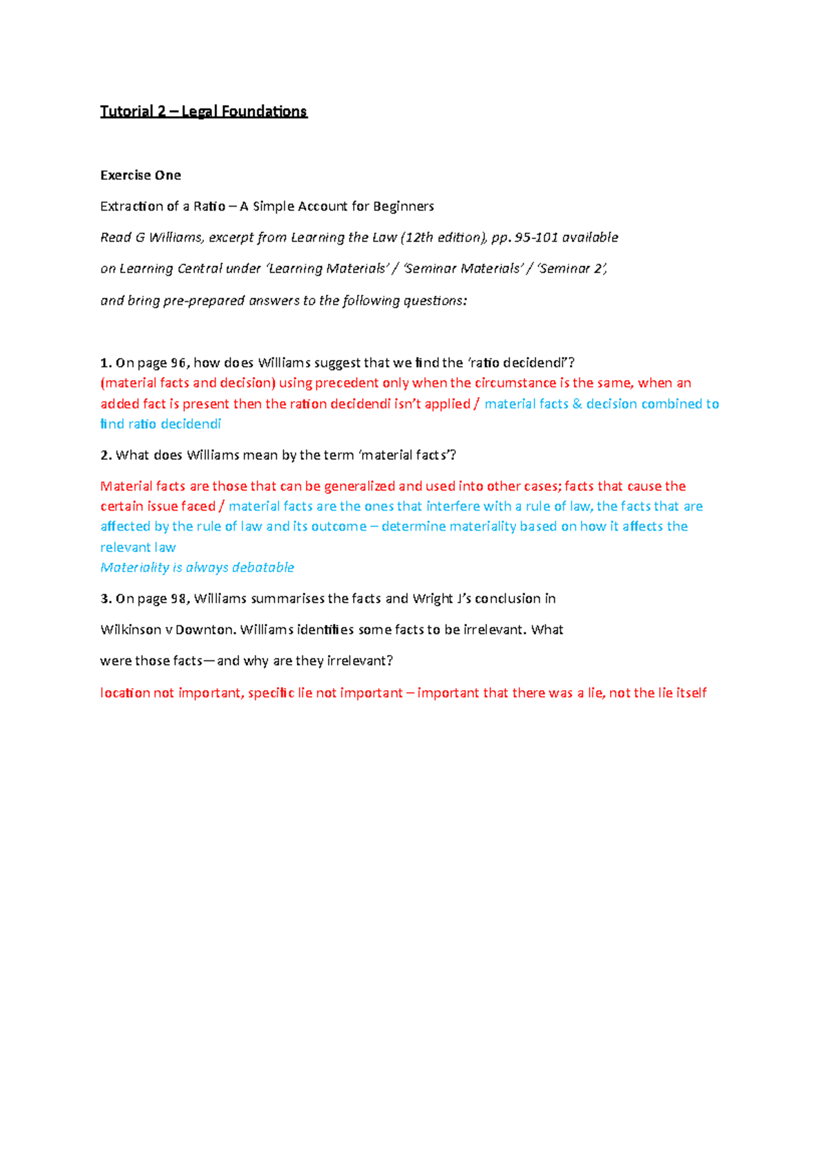 2nd tutorial LEFO - Tutorial 2 – Legal Foundations Exercise One ...