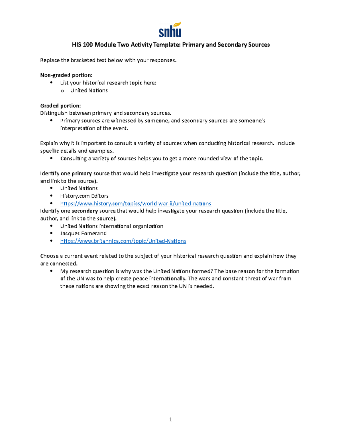 HIS 100 Module Two Activity Sources Russell Mccune Resubmit - HIS 100 ...