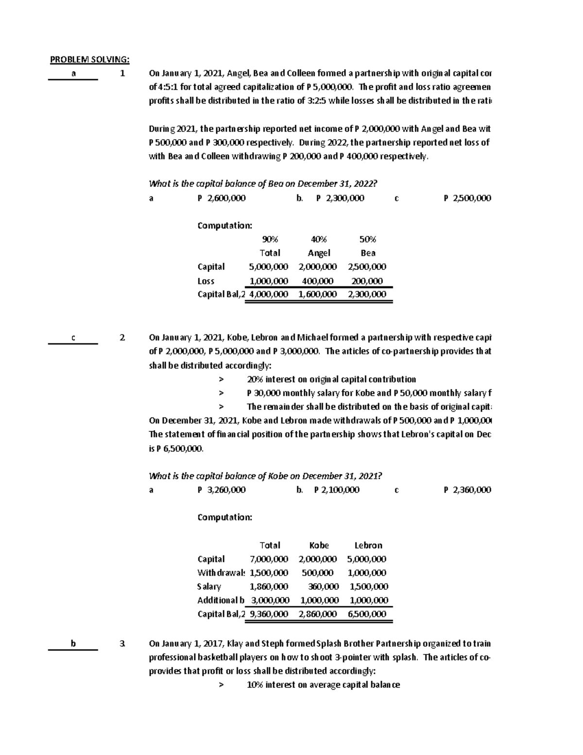 ACCOUNTING FOR SPL - PROBLEM SOLVING: a 1 On January 1, 2021, Angel ...