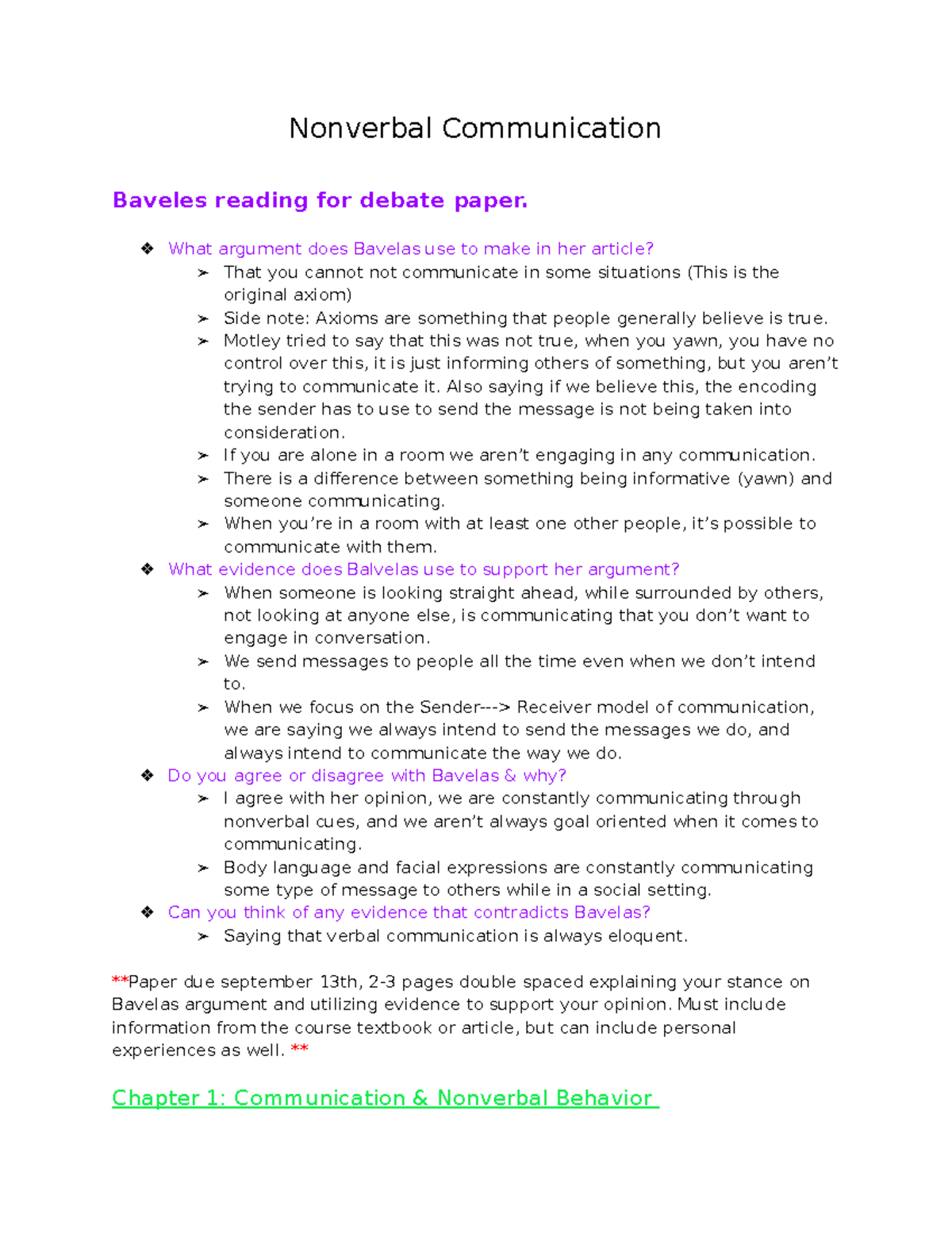 COM 330 - Eryn Bostwick, I follow her class closely - Nonverbal ...