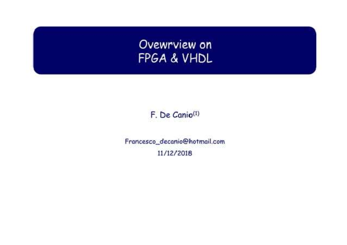 Vhdlandfpga Details Of Vhdl And Fpga Programming Ovewrview On Fpga
