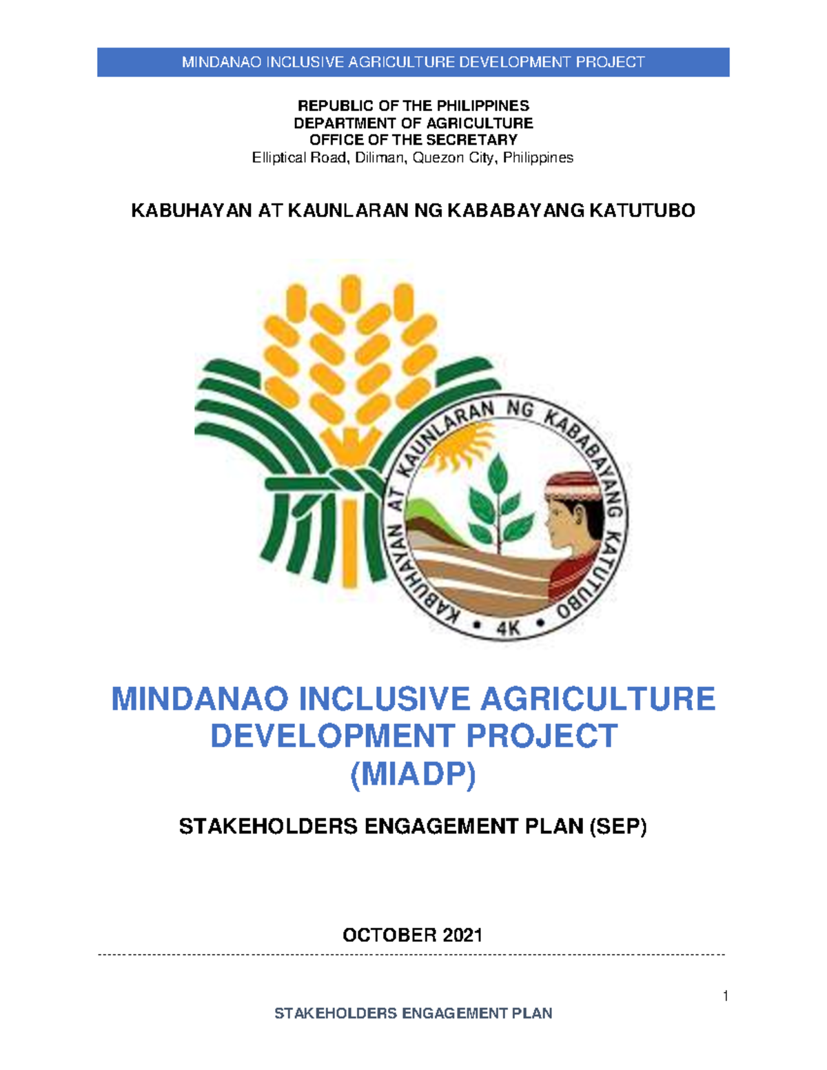 Miadp P173866 SEP 102021 - 1 REPUBLIC OF THE PHILIPPINES DEPARTMENT OF ...