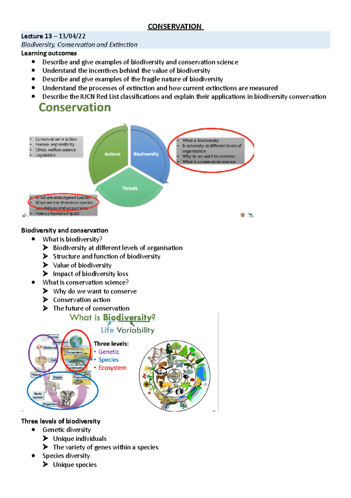 Module 3 - All notes from the lectures - CONSERVATION Lecture 13 – 13 ...