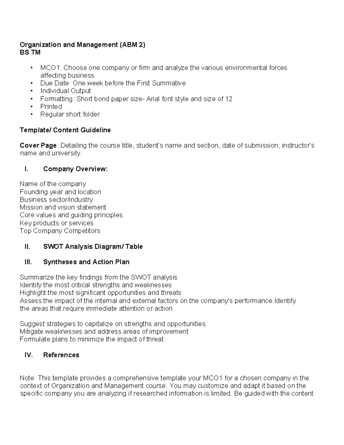 MCO1- Template- Orgama - Organization and Management (ABM 2) BS TM ...