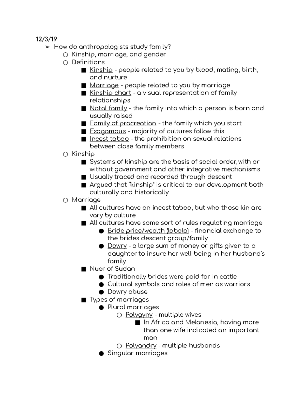 12/3/19 - Family - Anthro 102 - 12/3/ How do anthropologists study ...