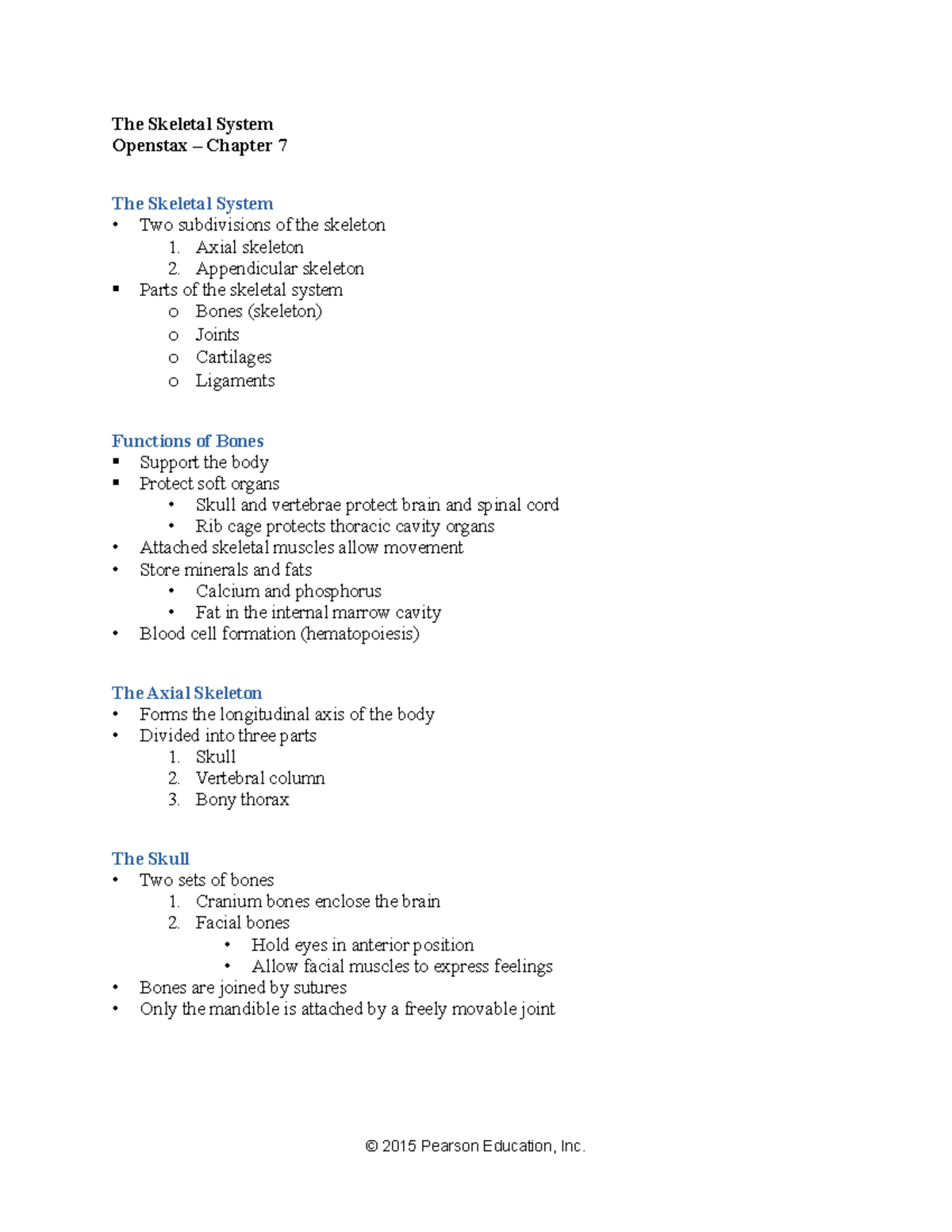 Complete Lecture Notes - The Skeleton - The Skeletal System Openstax ...