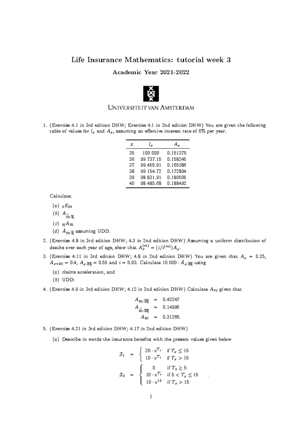 2021-09-20 Tutorial 3 Life Insurance Maths - Life Insurance Mathematics ...