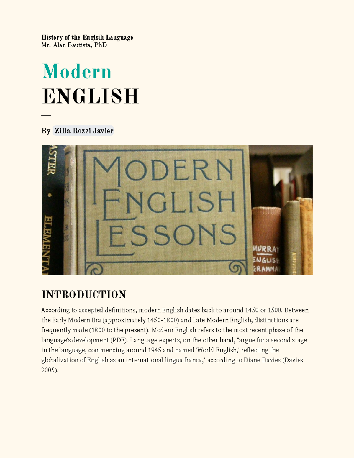 Modern English Essay - May this be helpful - History of the Englsih ...