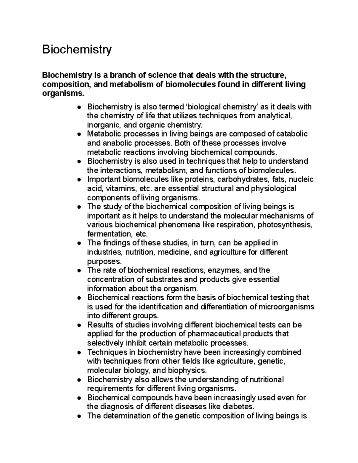 Biochem Bull Point Page 3 Notes - Biochemistry Biochemistry is a branch ...