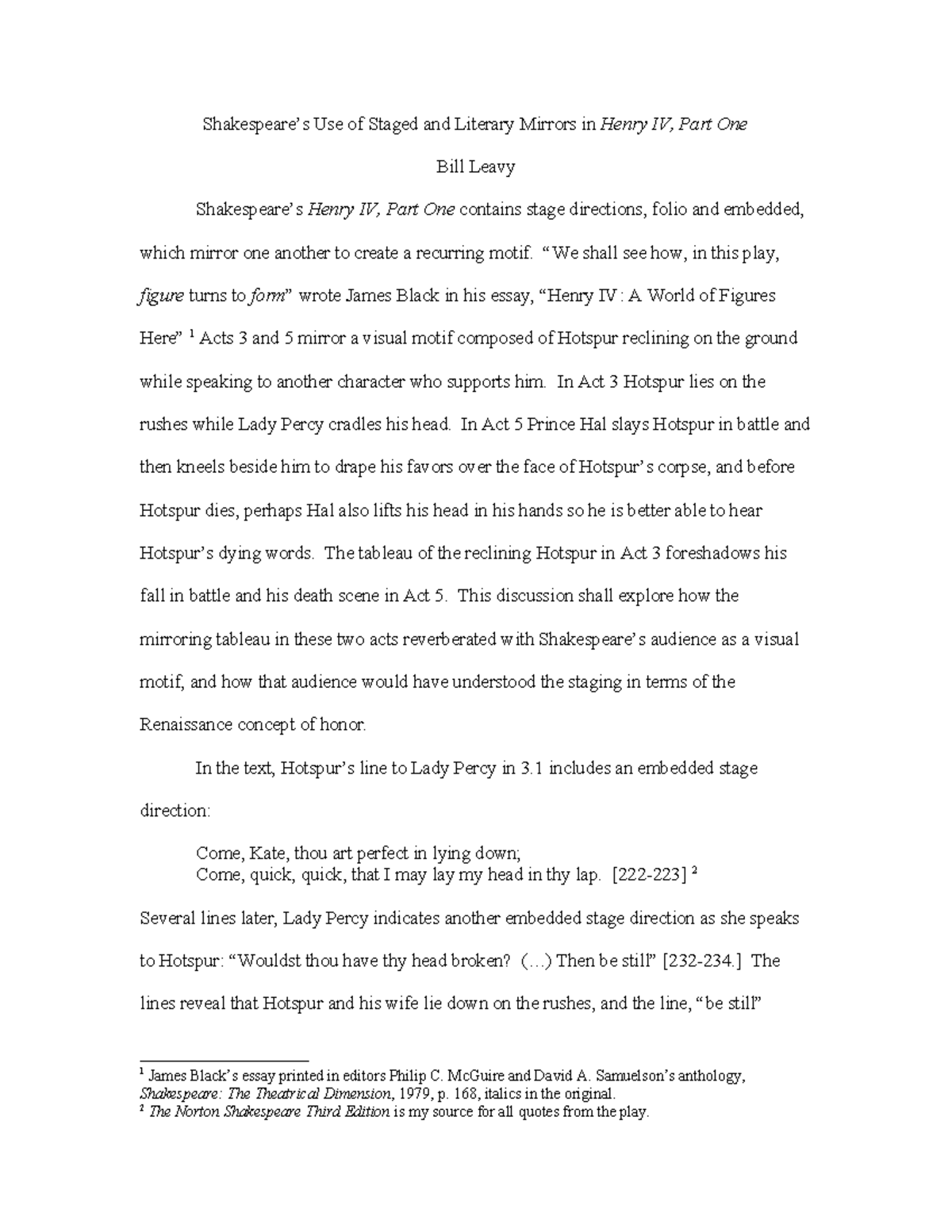 shakespeare drama notes - Shakespeare’s Use of Staged and Literary ...