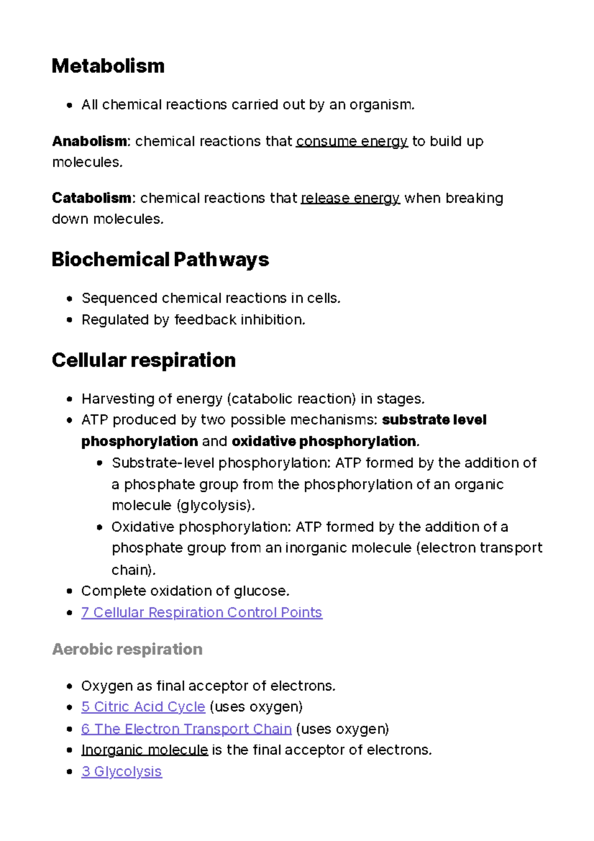 2 Metabolism - Dr. Mosley's lecture + book notes from Biology, 2020 ...