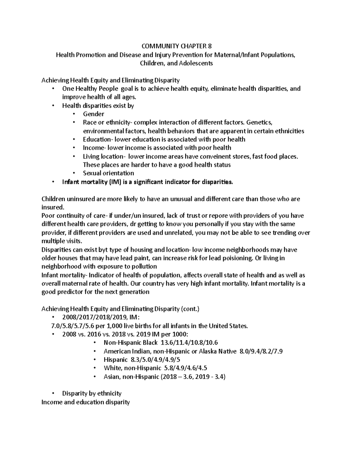 Community Chapter 8 - Dr. Weaver - COMMUNITY CHAPTER 8 Health Promotion ...