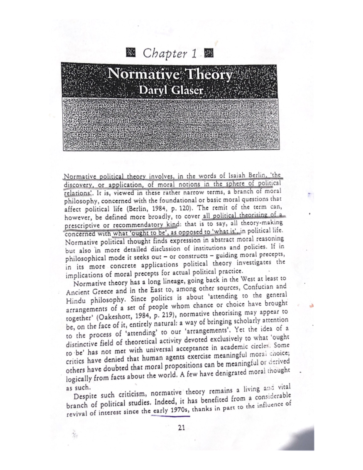 Normative theory - Class notes for ba hons political science,make as a ...