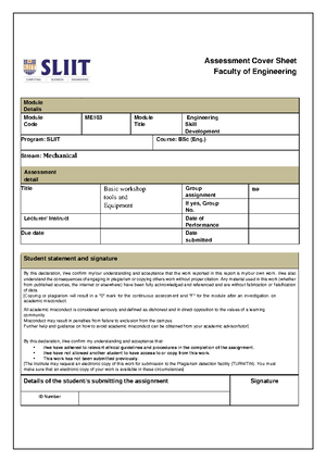 Impact testing EN23582606 - Continuous Assessment Cover Sheet Faculty ...